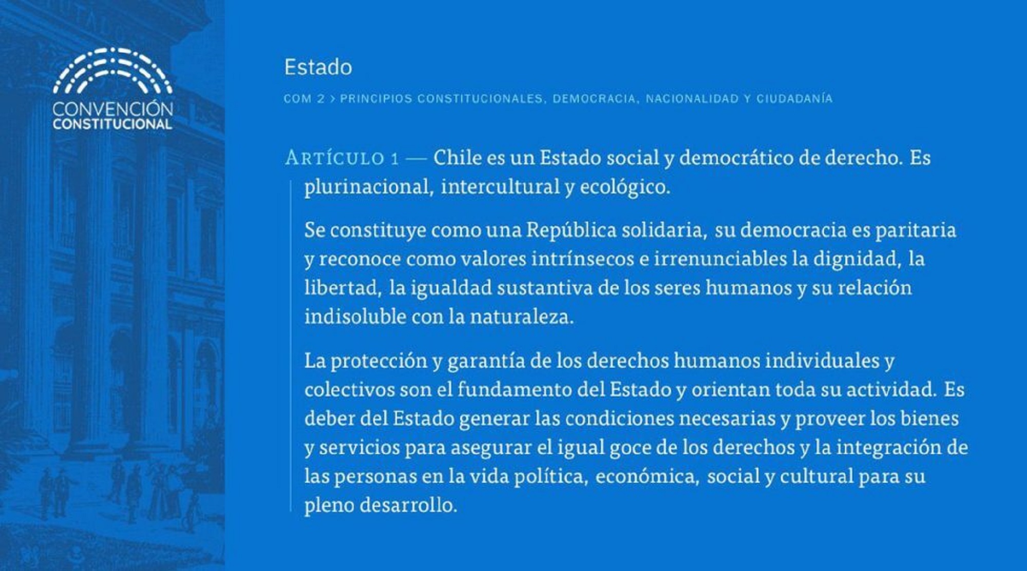 Artículo 1° de la nueva Constitución - piensaChile